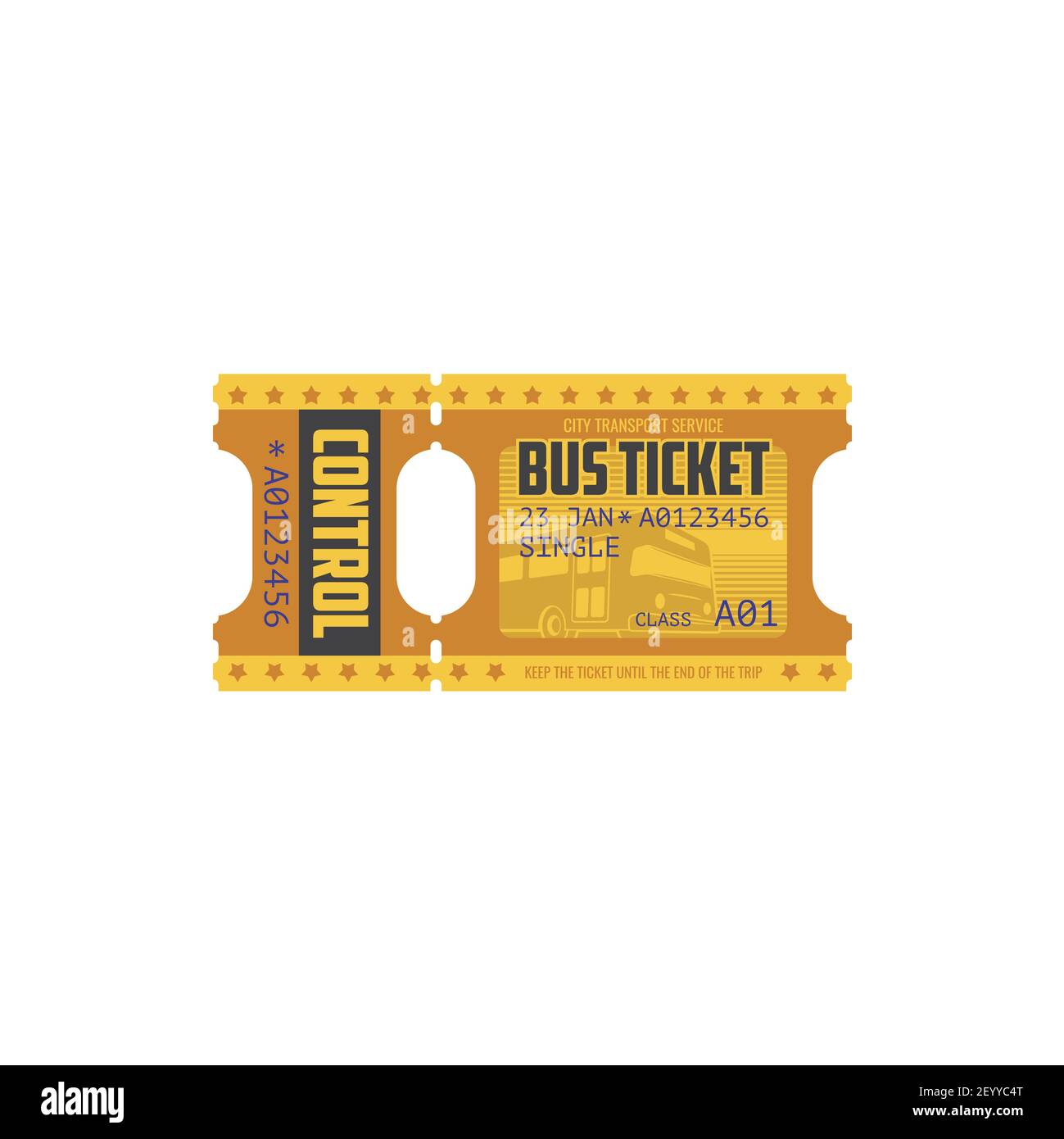 Bus ticket retro coupon isolated template. Vector city public transport ...