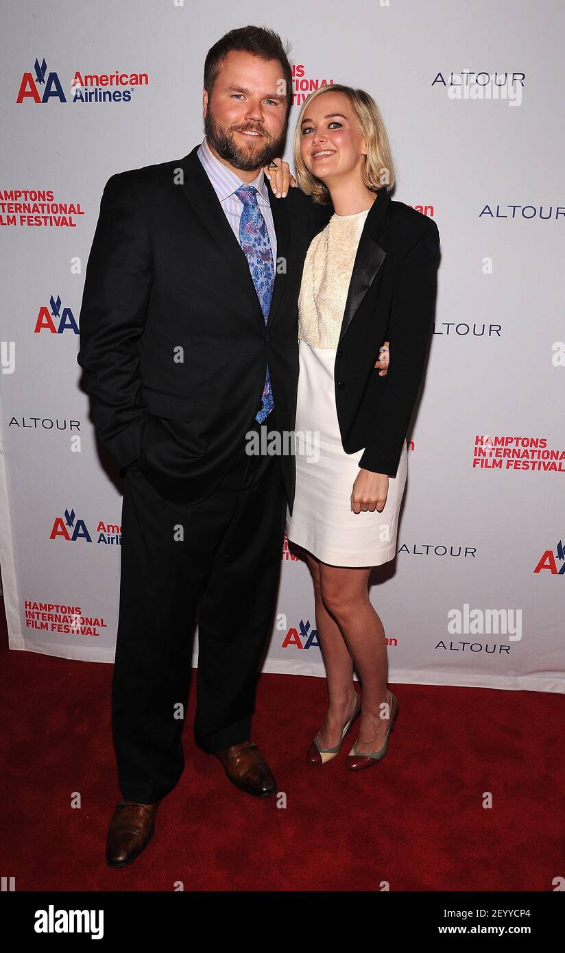 5 October 2012 - East Hampton, NY - Actors Tyler Labine and Jess Wexler ...