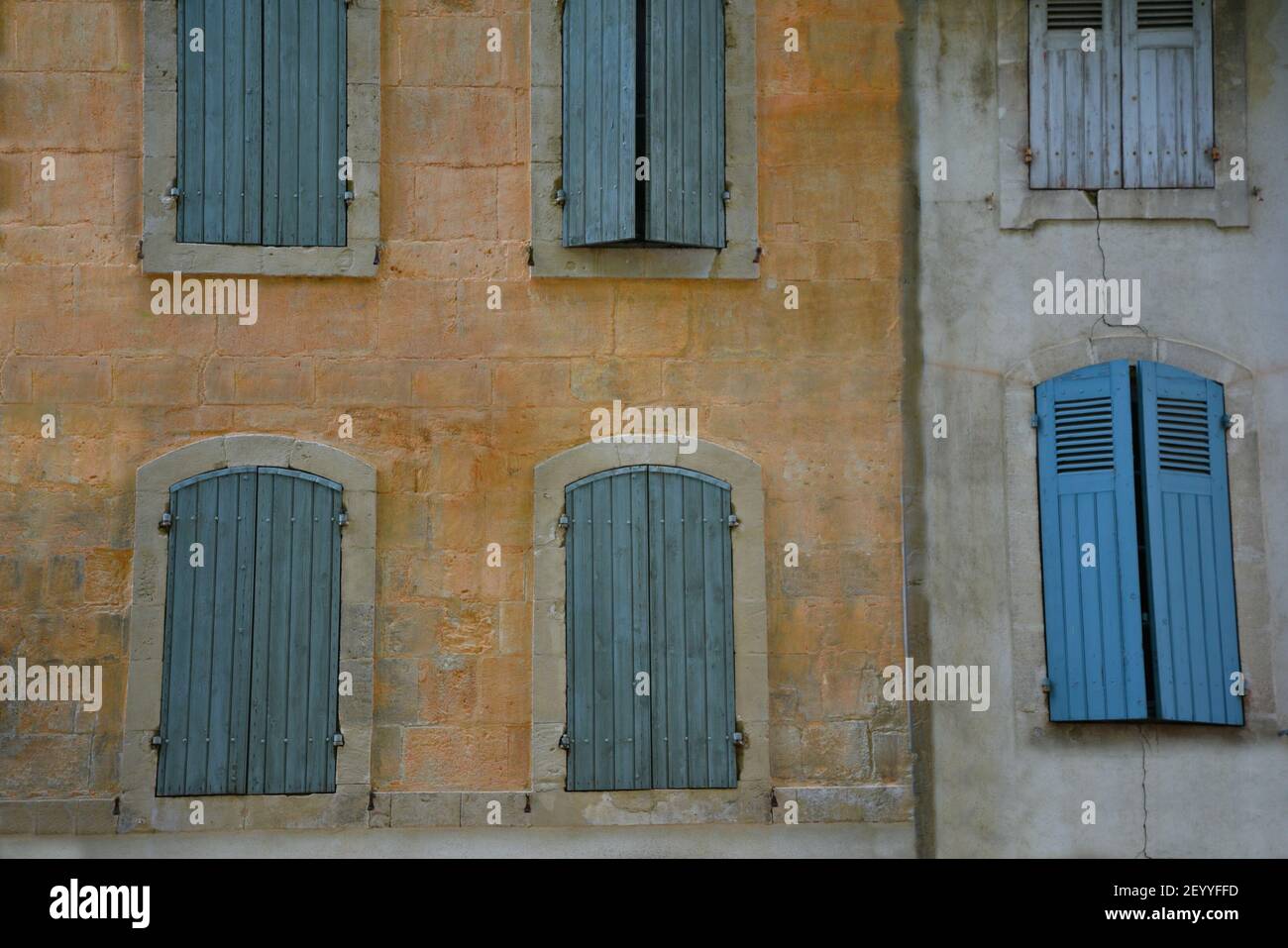 Antique Provençal style house facade in the historic center of Saint ...