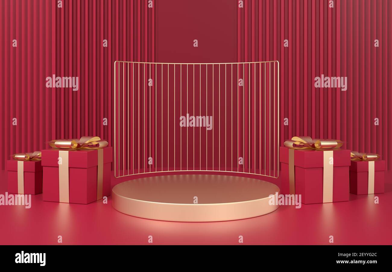 Empty promotion stage, product presentation, 3d rendering. Computer ...