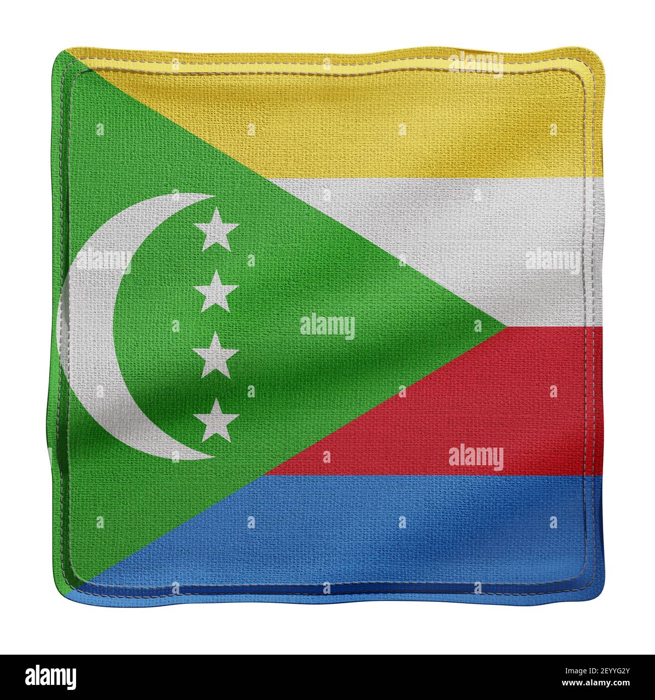 3d rendering of a textured fabric national Union of the Comoros flag ...