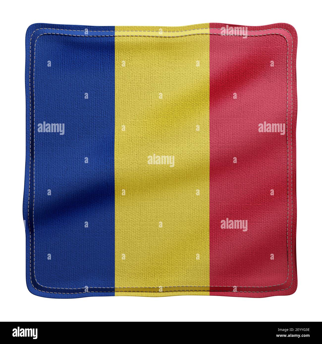 3d rendering of a textured fabric national Republic of Chad flag ...
