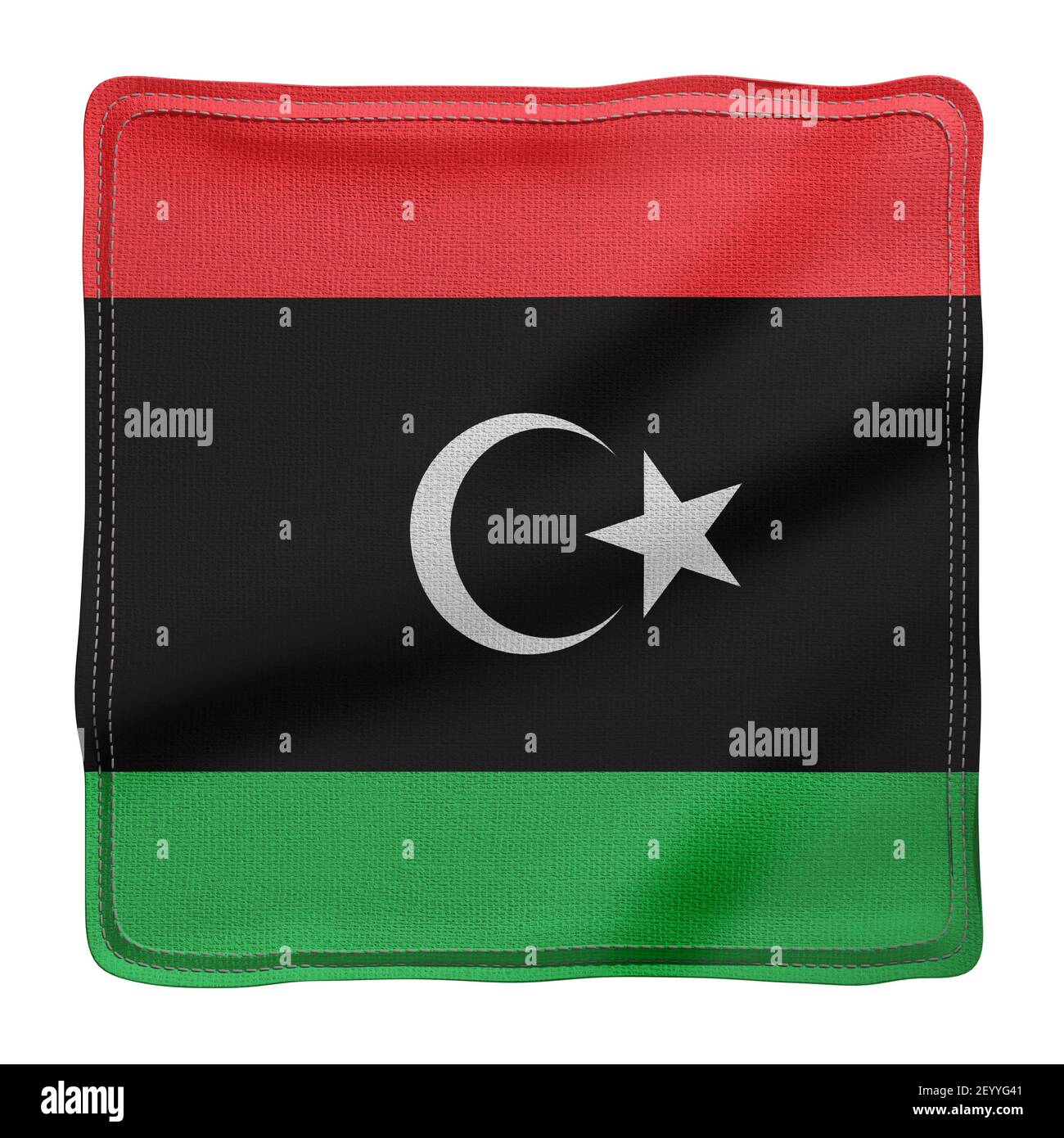 3d rendering of a textured fabric national Libya flag isolated on white ...