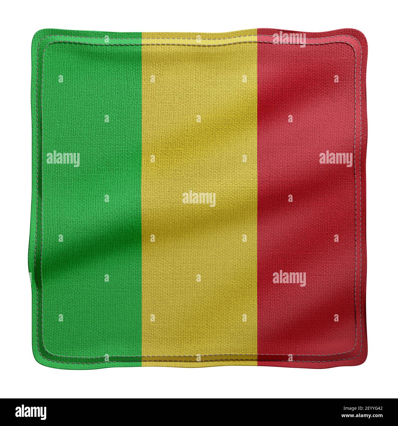 3d rendering of a textured fabric national Mali flag isolated on white ...
