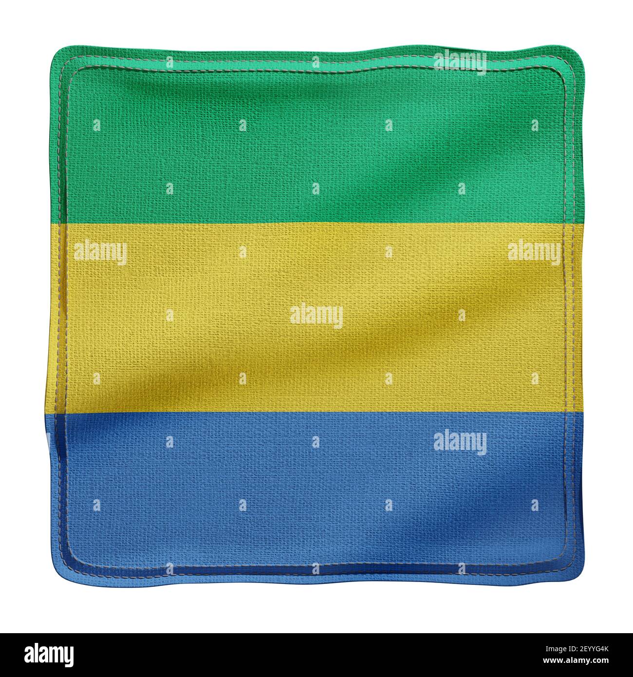 3d rendering of a textured fabric national Gabon flag isolated on white ...
