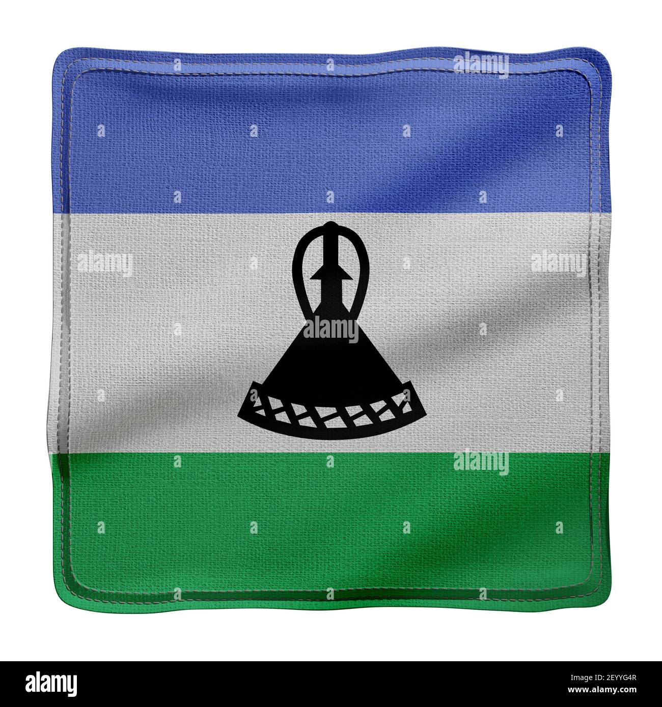 3d rendering of a textured fabric national Lesotho flag isolated on ...