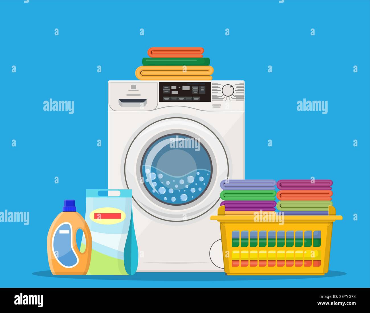 Full washing machine laundry Stock Vector Images - Alamy