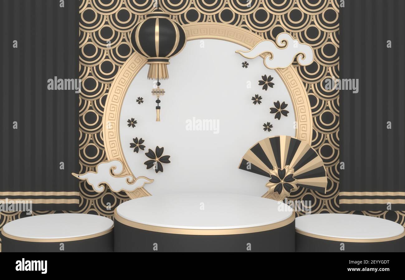 japanese Black and Golden Podium minimal geometric, Dark style abstract ...