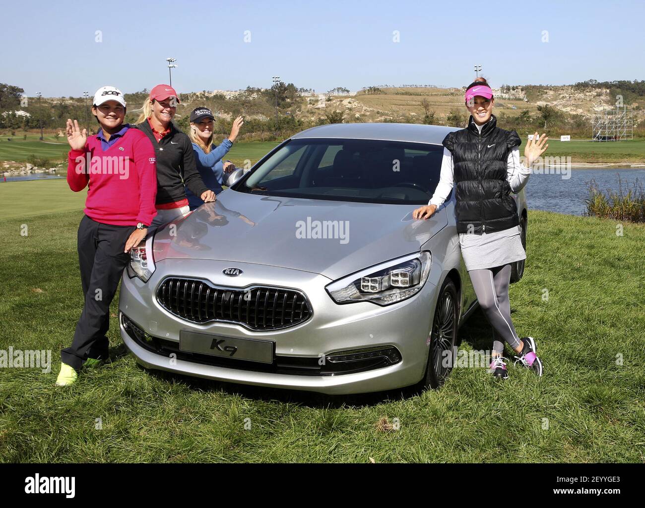 15 October 2012 - Incheon, South Korea : (L to R) LPGA golf players Chinese Yani Tseng, American ...