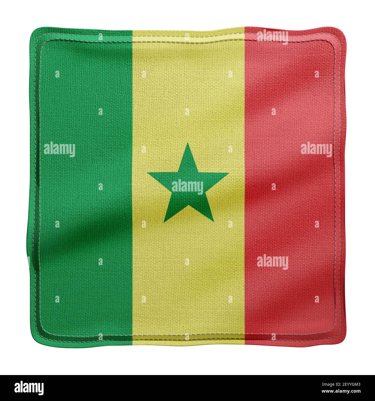 3d rendering of a textured fabric national Senegal flag isolated on ...