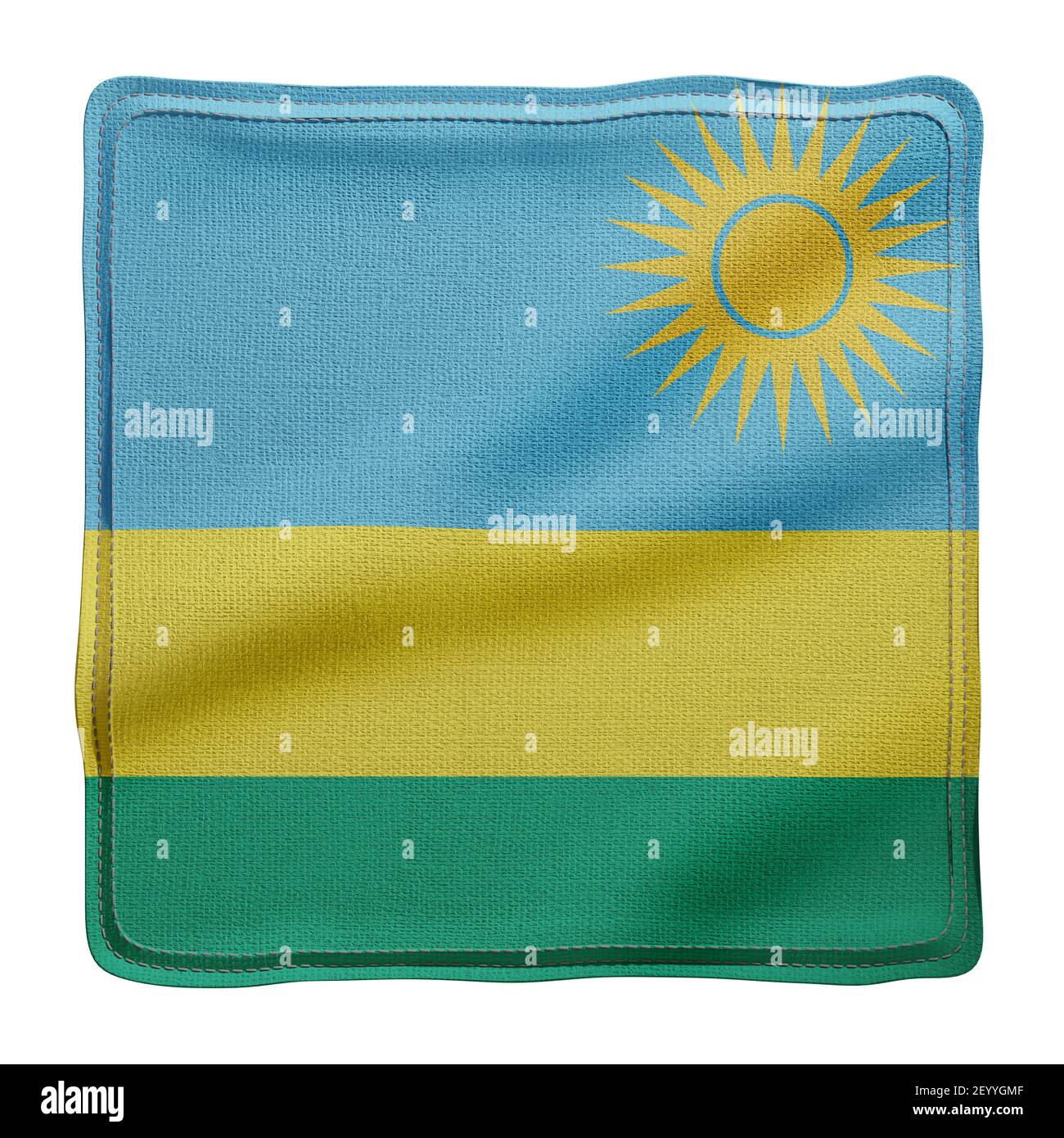 3d rendering of a textured fabric national Rwanda flag isolated on ...