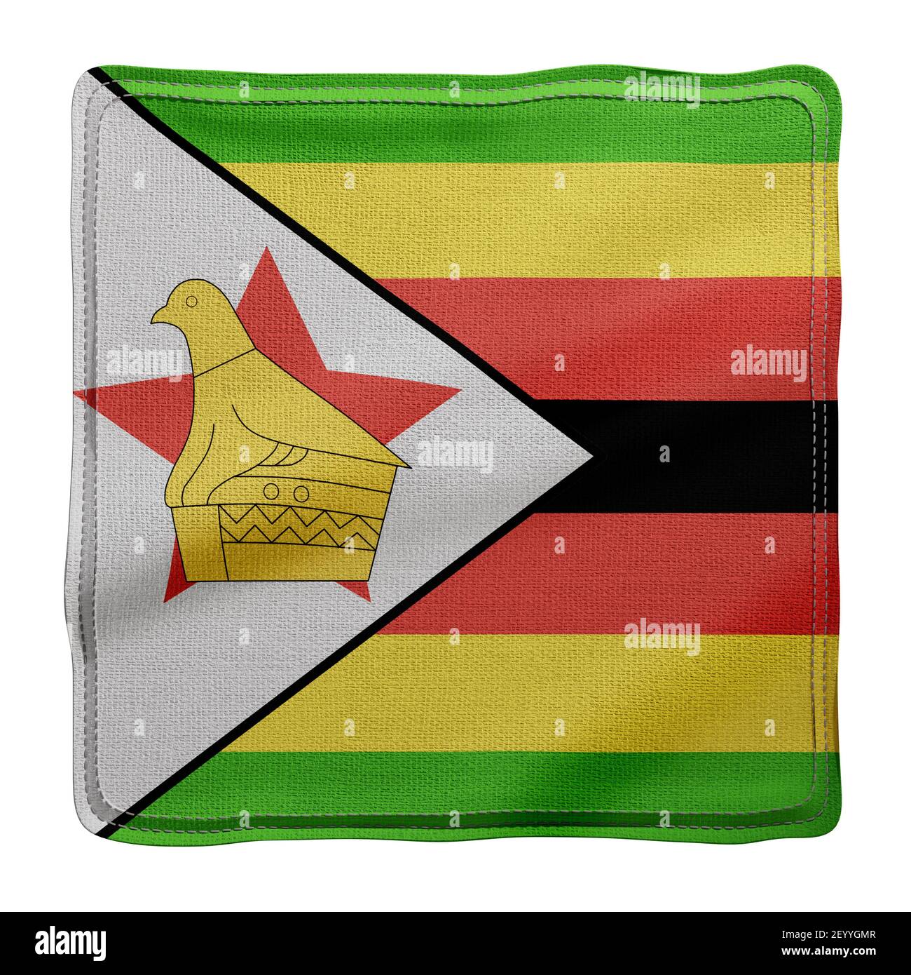 3d rendering of a textured fabric national Zimbabwe flag isolated on ...