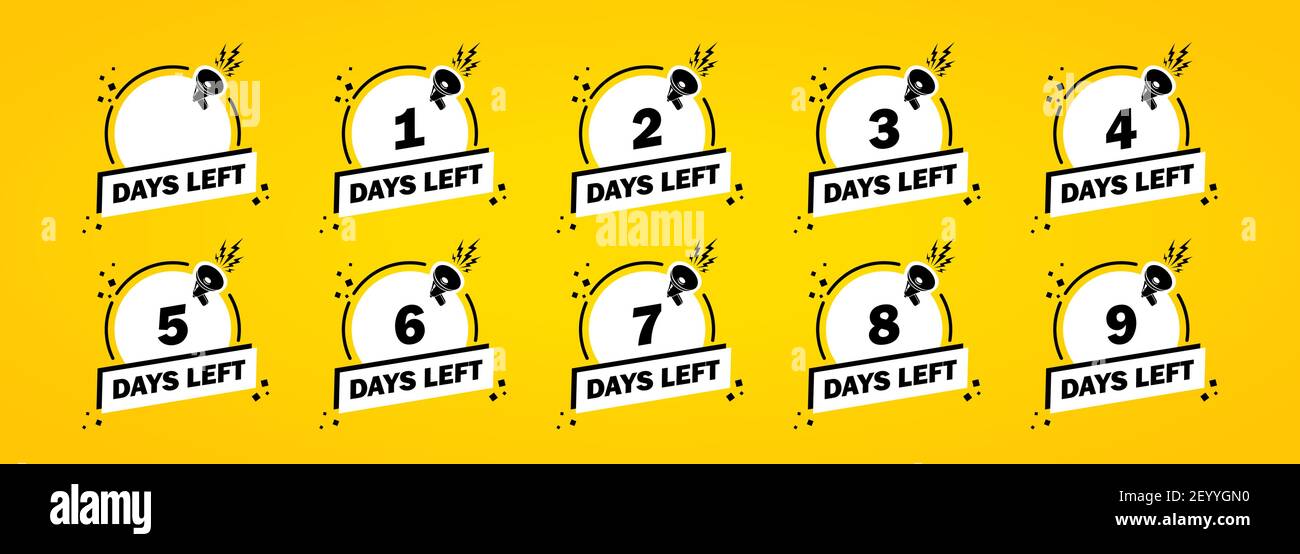 Days left icon set. Countdown left to go banner. Vector on isolated ...