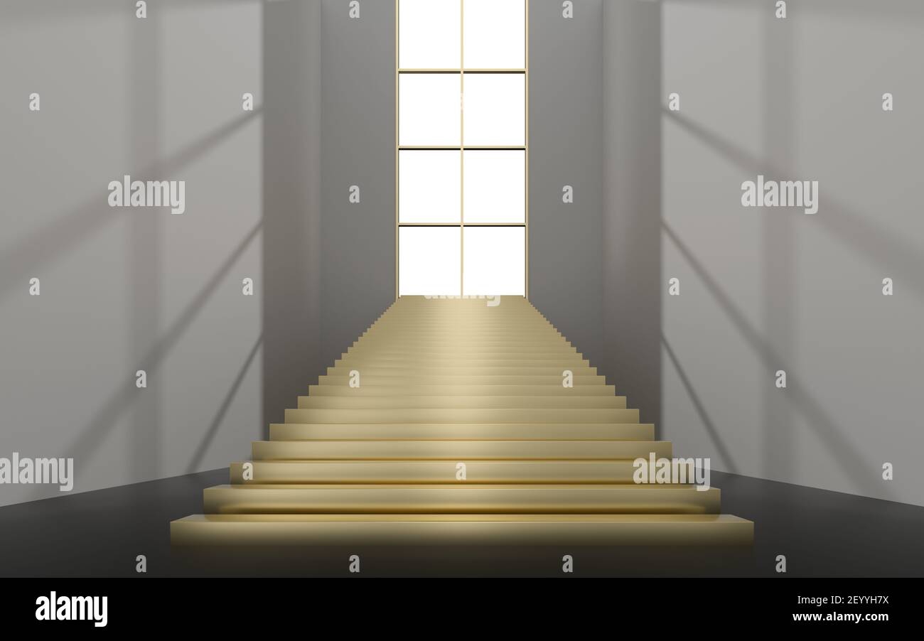 Large steps in the luxury palace, 3d rendering. Computer digital ...
