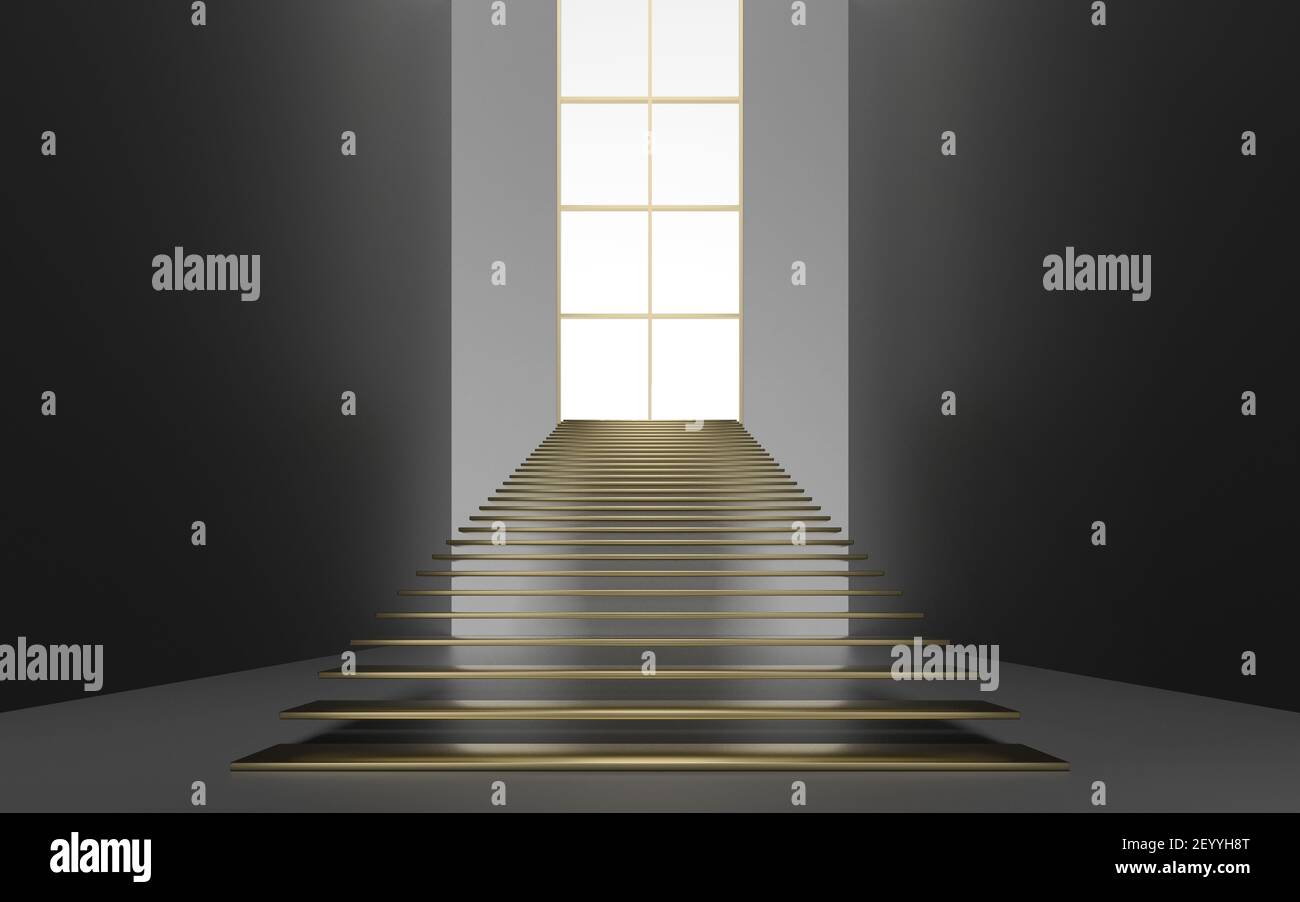 Large steps in the luxury palace, 3d rendering. Computer digital ...
