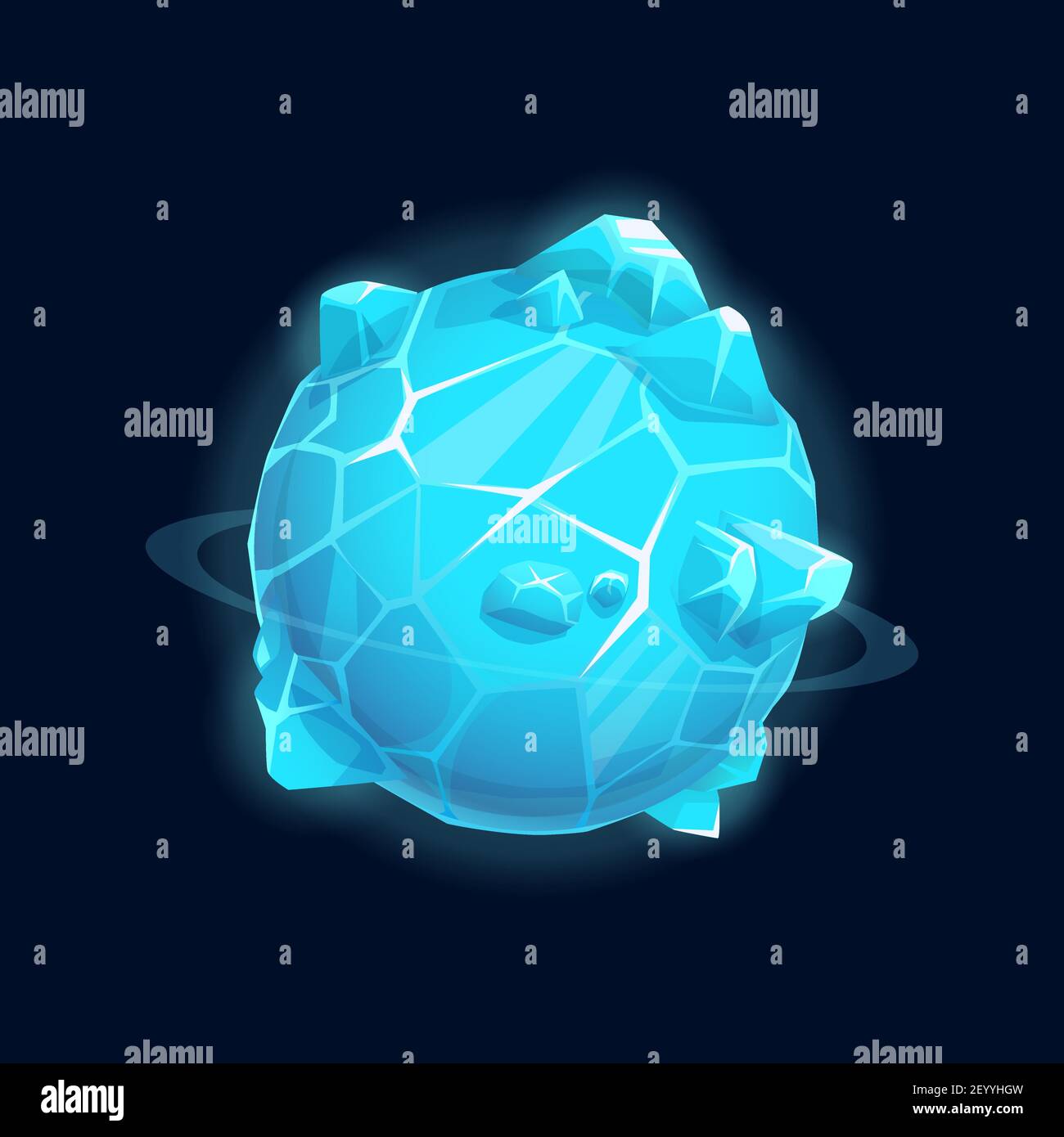 Fantasy planet of ice and snow isolated flat cartoon icon. Vector ...