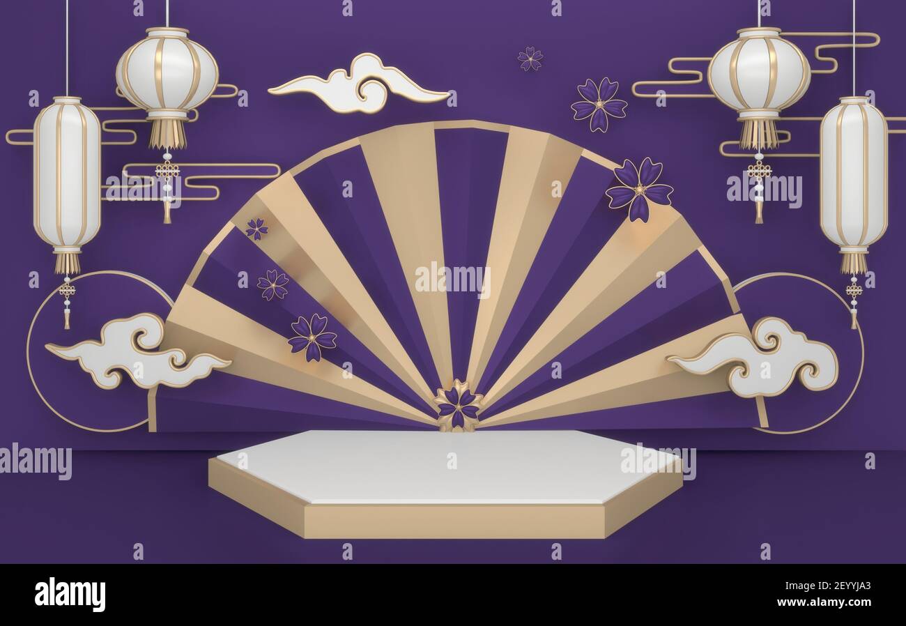 Japanese podium, Purple podium geometric for Product presentation. 3D ...