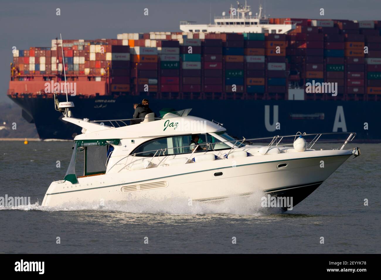 Container,ship,Umm Qarn,leaving,Southampton,water,The Solent,Cowes,isle ...