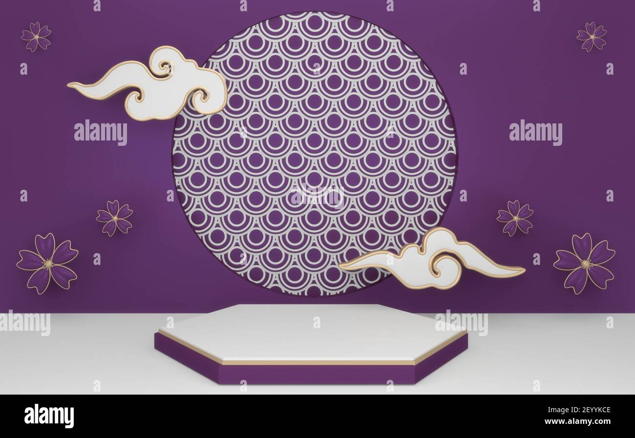Japanese podium, Purple podium geometric for Product presentation. 3D ...