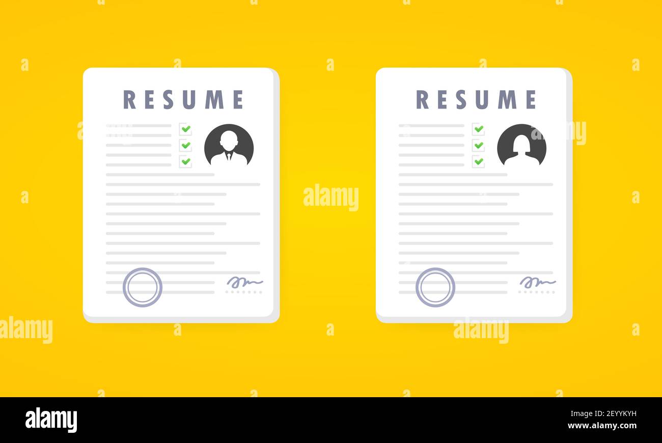 Resume icon set. Searching job. Vector on isolated white background ...
