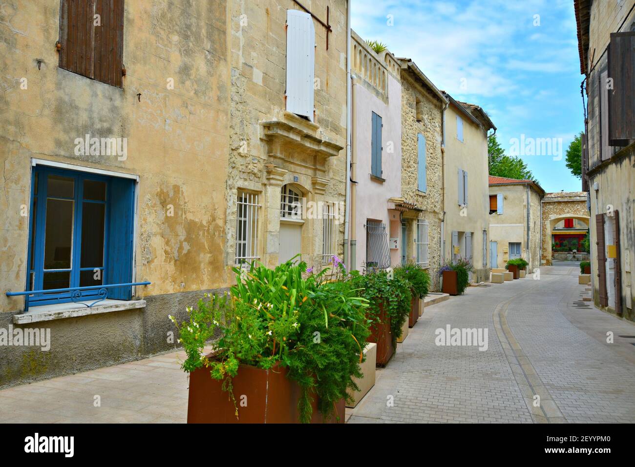 Old Provençal style buildings and houses in the historic center of ...