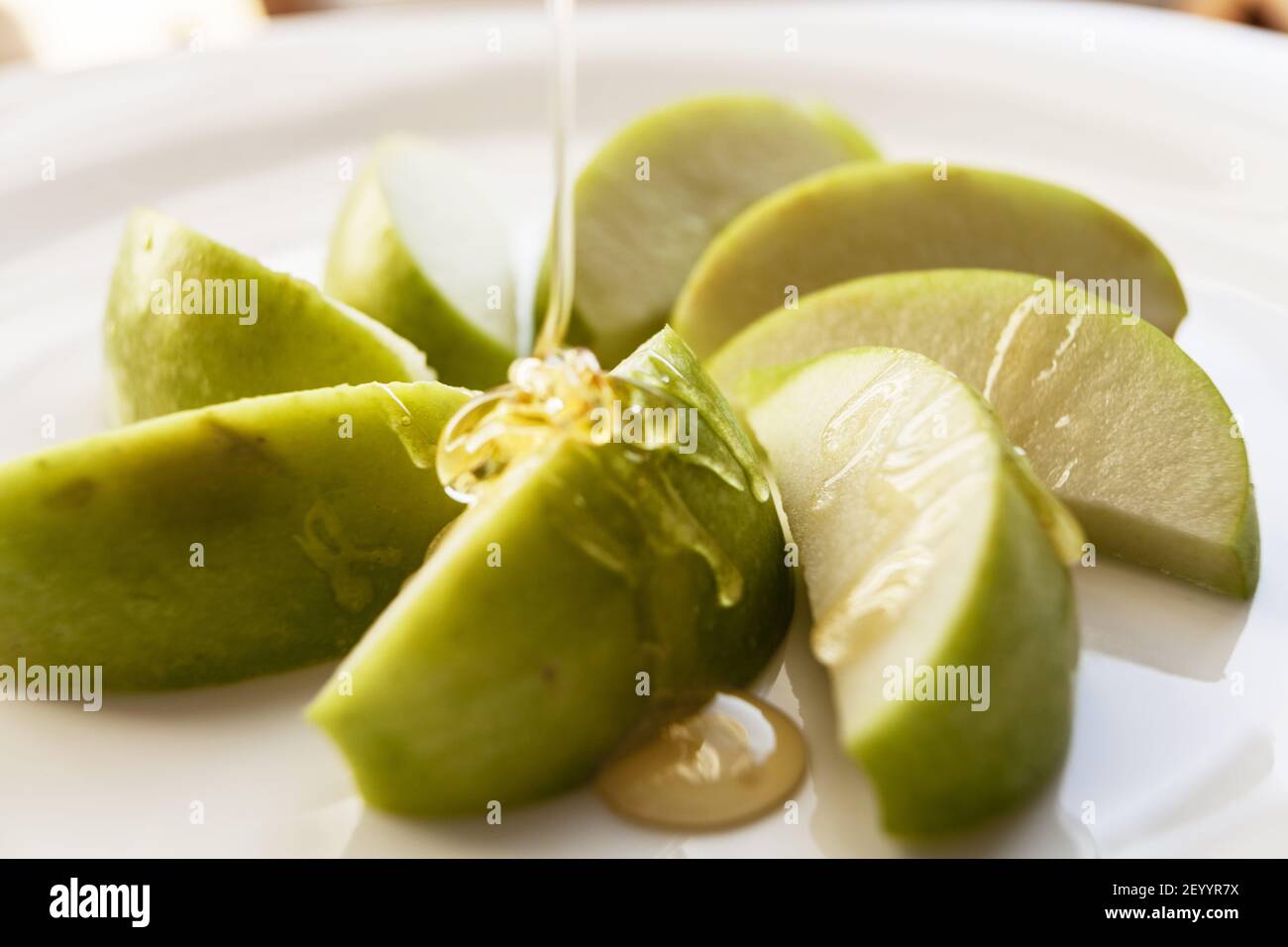 Apple on Plate Stock Photo - Alamy