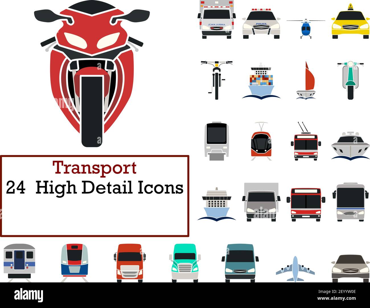 Transport Icon Set. Flat Design. Fully editable vector illustration ...
