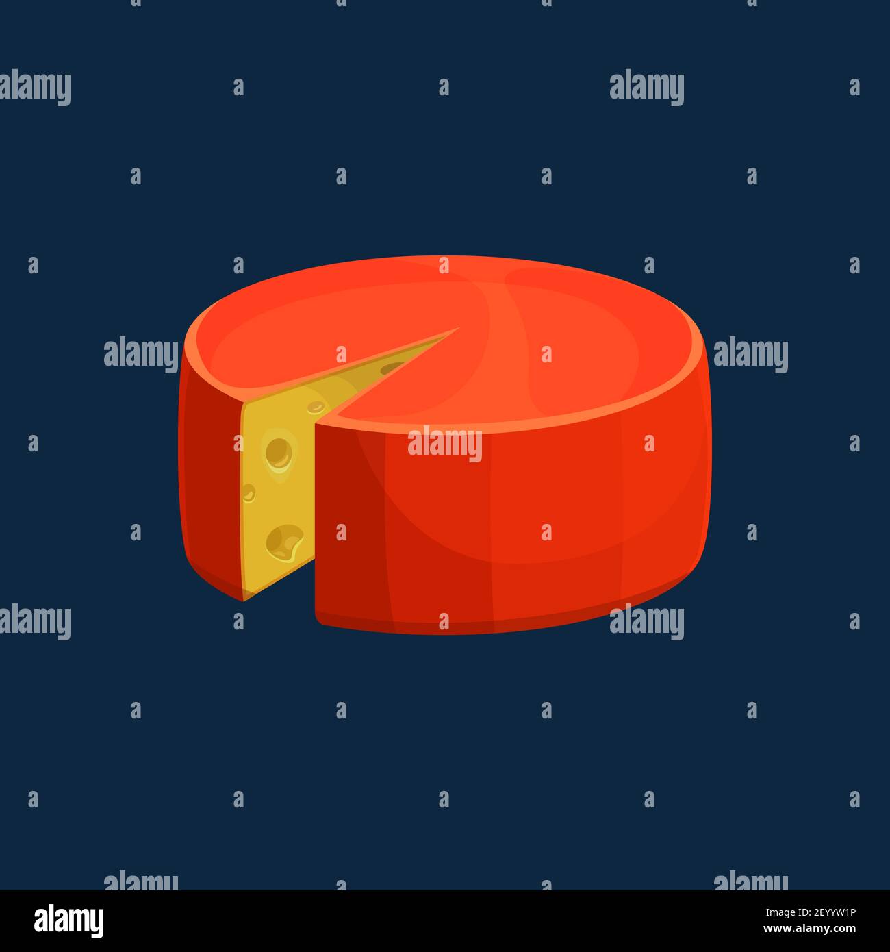 Swiss round cheese isolated dairy food realistic icon. Vector whole ...