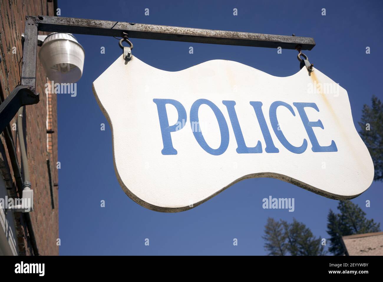 Vintage police station sign blue hi-res stock photography and images ...