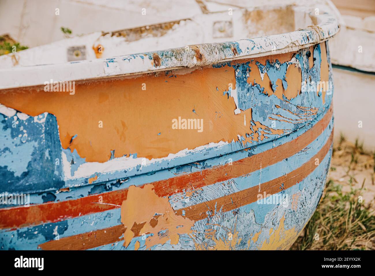 A closeup shot of cracked paints from a boat hull Stock Photo - Alamy