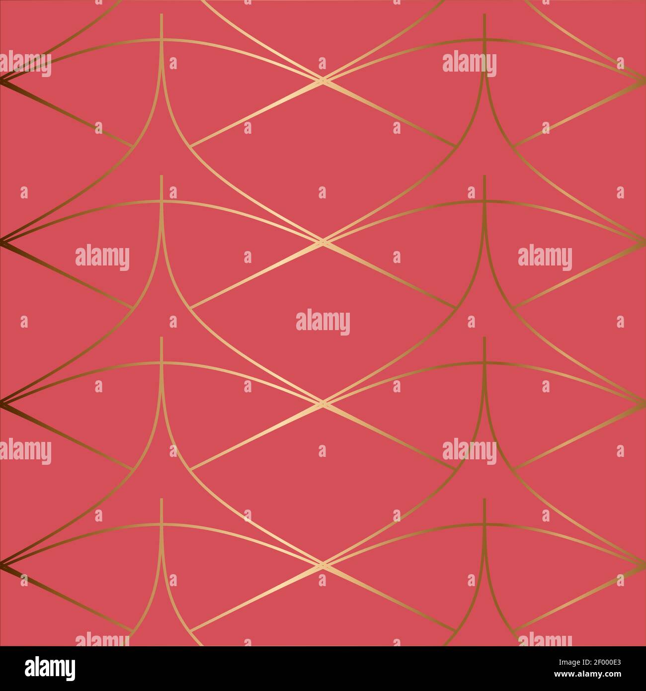 Abstract vector geometric seamless golden pattern. Pink, coral, salmon ...