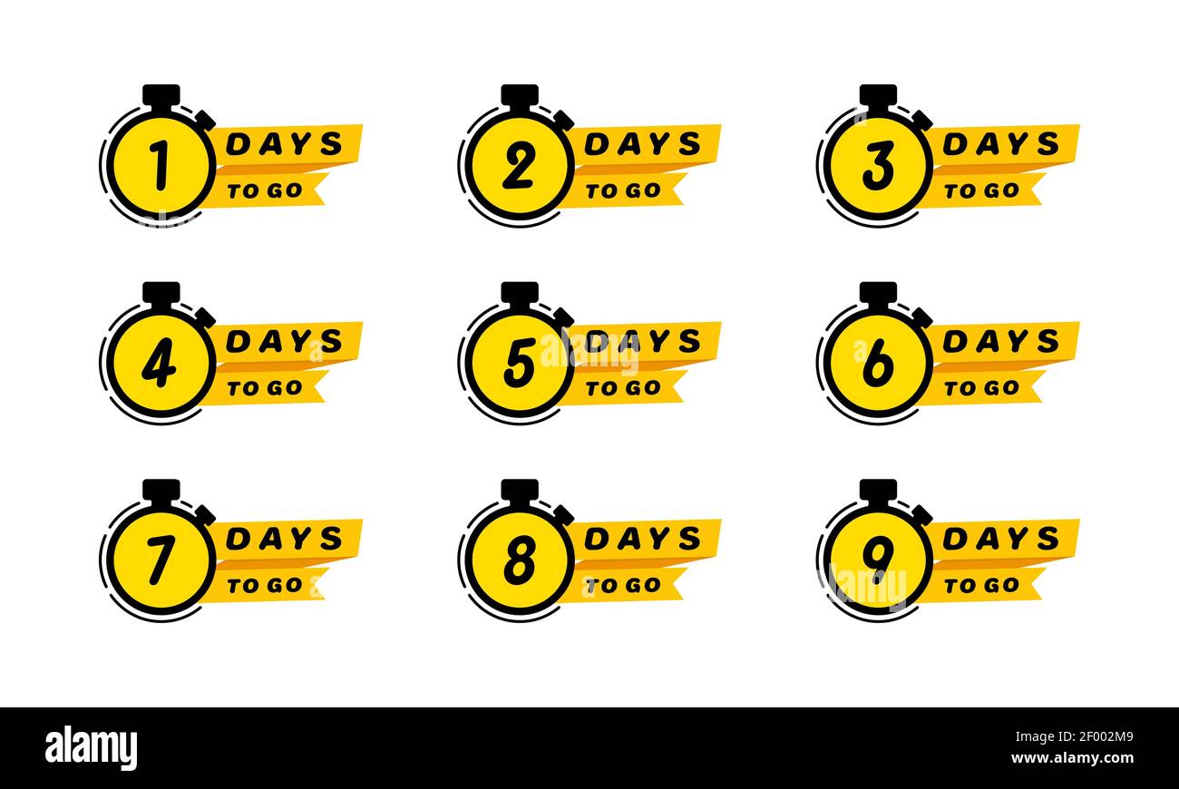 Days to go icon set. Countdown left days banner. Vector on isolated ...