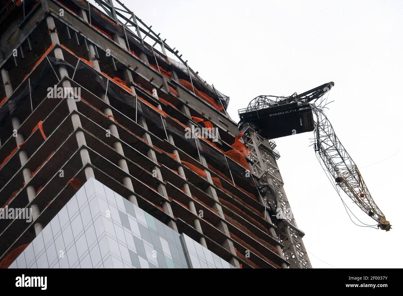 30 October 2012 - New York - A crane attached to One57 luxury apartment ...