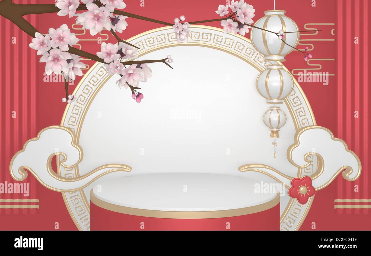 red Podium,minimal podium geometric and decoration color japanese tone ...