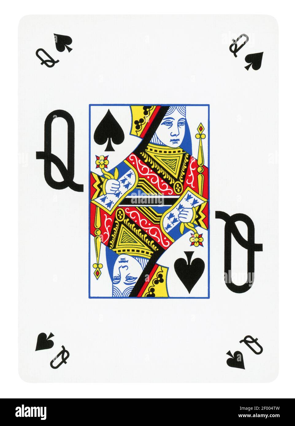 Queen of Spades playing card - isolated on white (clipping path ...