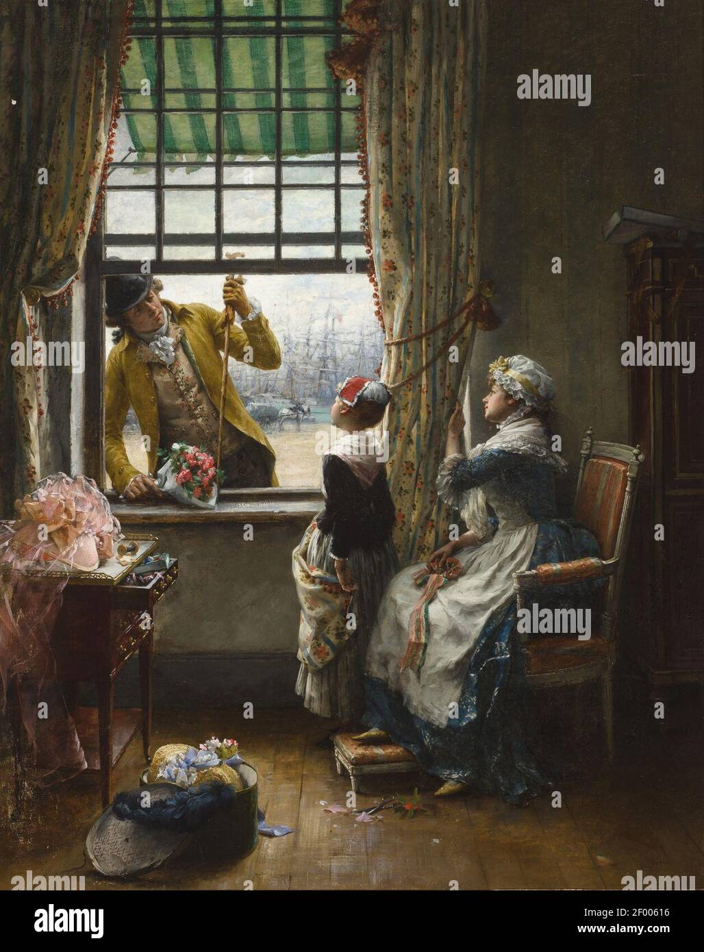 Pierre Outin (French, 1840-1899) «The flirtation» Stock Photo - Alamy