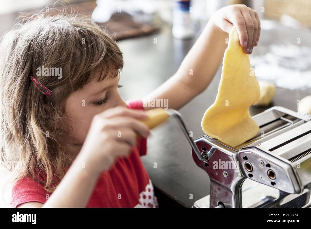 Girl Making Pasta Stock Photo - Alamy