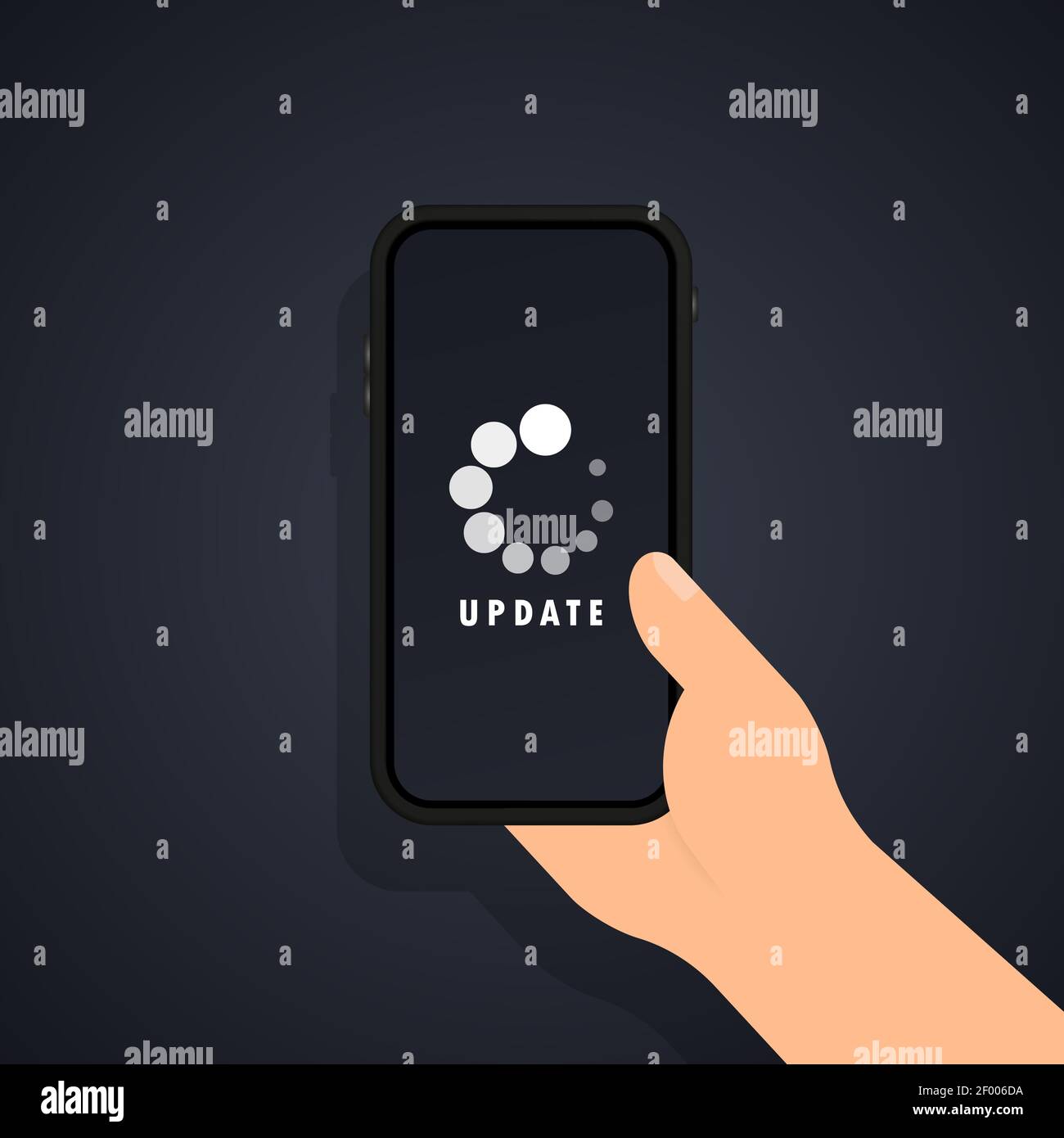 Phone update banner. System software update. The process of loading ...