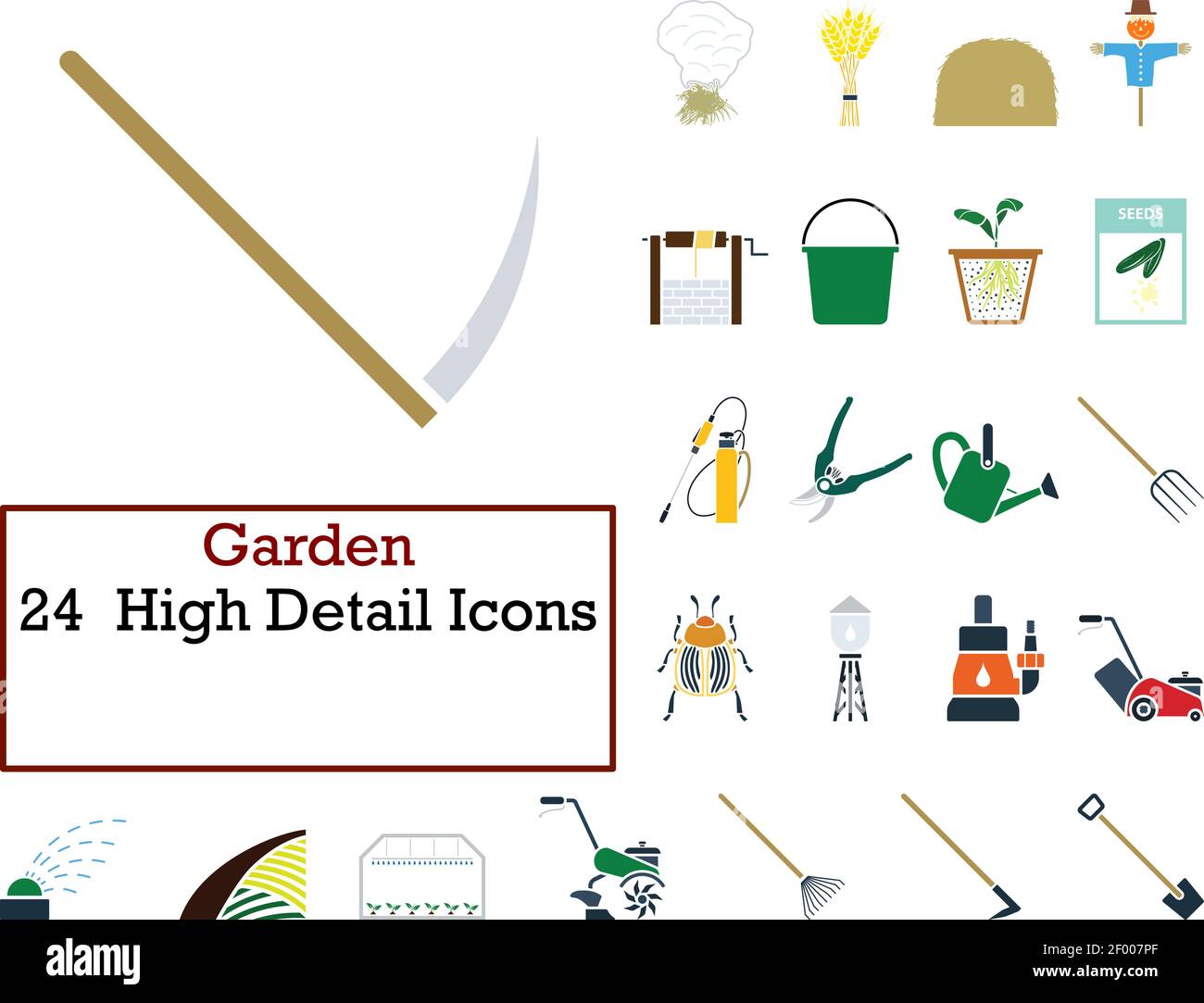 Garden Icon Set. Flat Design. Fully editable vector illustration. Text ...