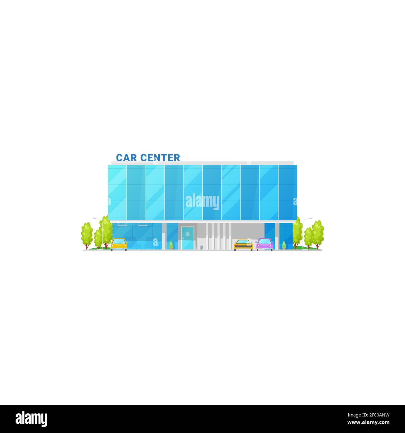 Modern building of car center isolated official dealership shop. Vector ...