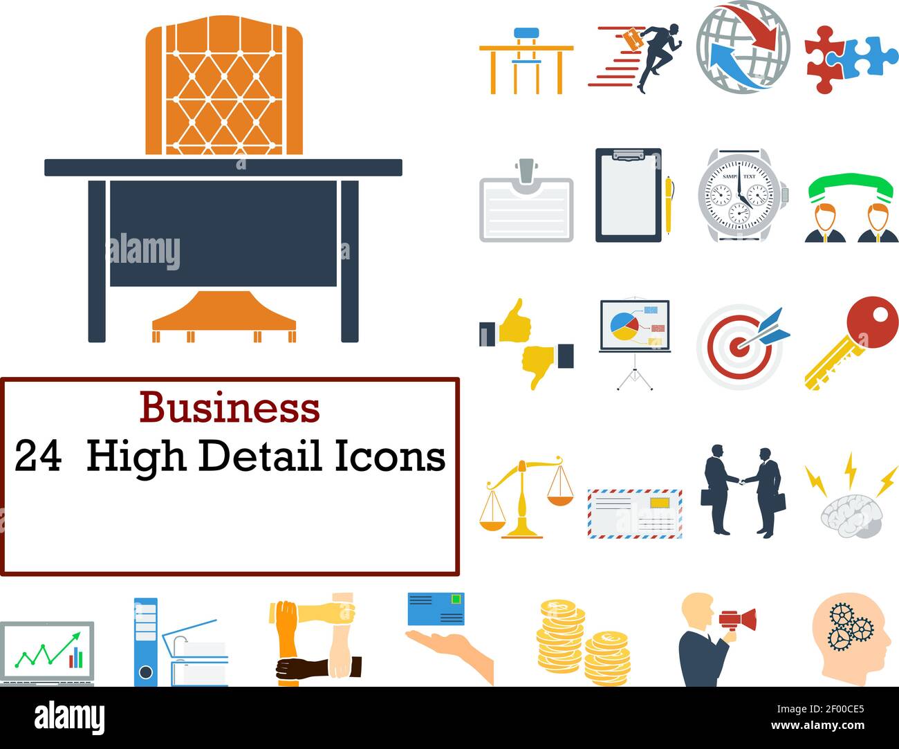 Business Icon Set. Flat Design. Fully editable vector illustration ...