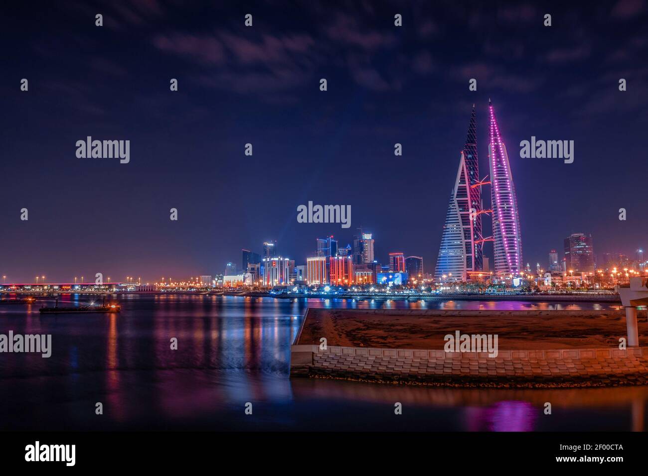 MANAMA, BAHRAIN - Jan 01, 2020: View of Bahrain World Trade Center a ...