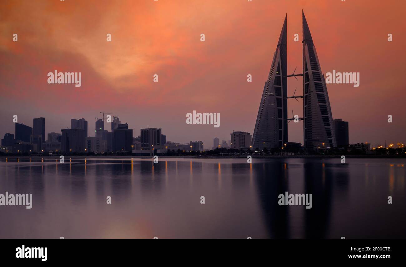 MANAMA, BAHRAIN - Jan 01, 2020: View of Bahrain World Trade Center a ...