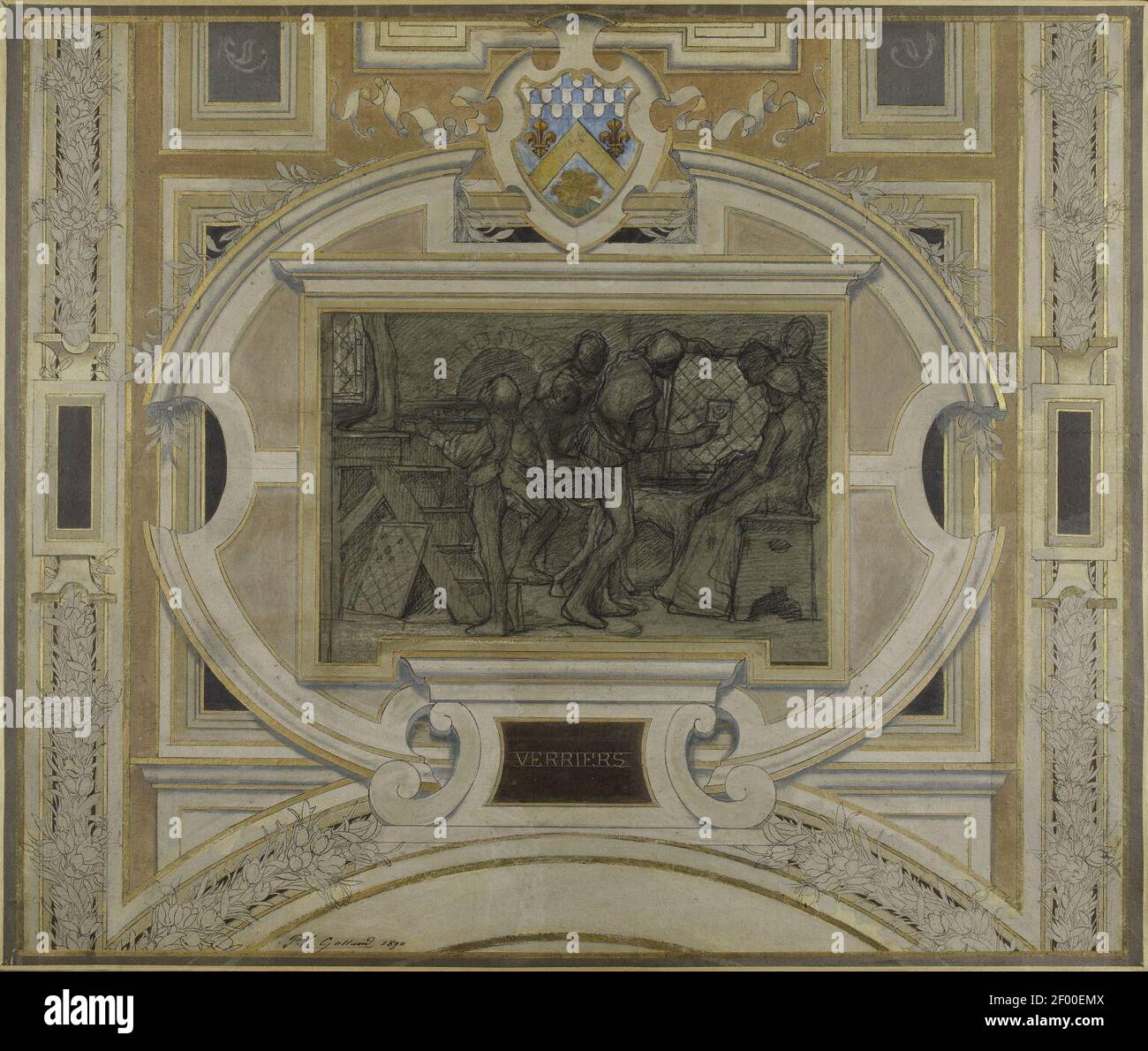 Pierre Victor Galland - Esquisse pour la galerie des Métiers de l'Hôtel ...