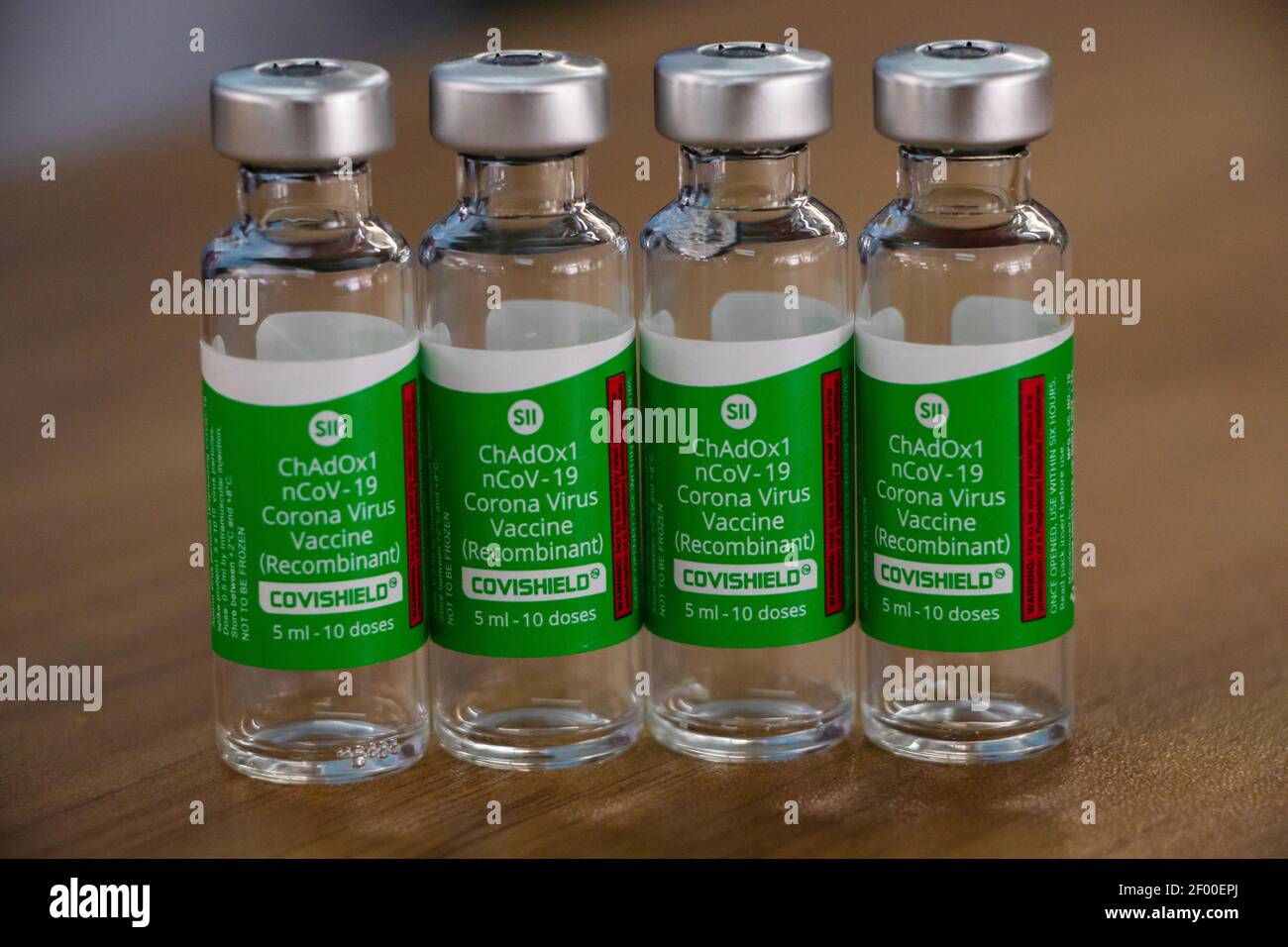 Narayanganj, Bangladesh. 06th Mar, 2021. Vials of COVISHIELD vaccine ...