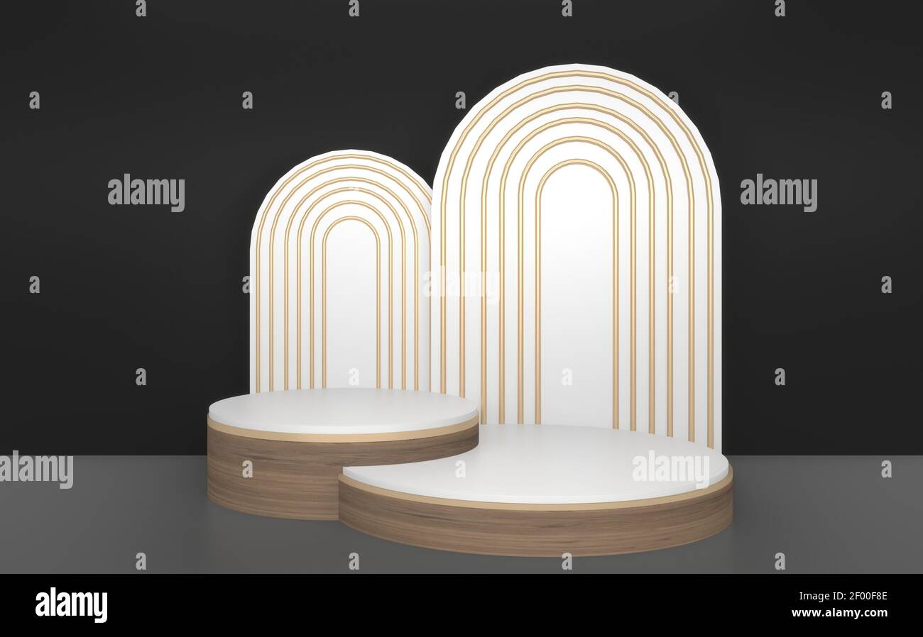 Abstract podium black gold concept and decoration japanese style. 3D ...