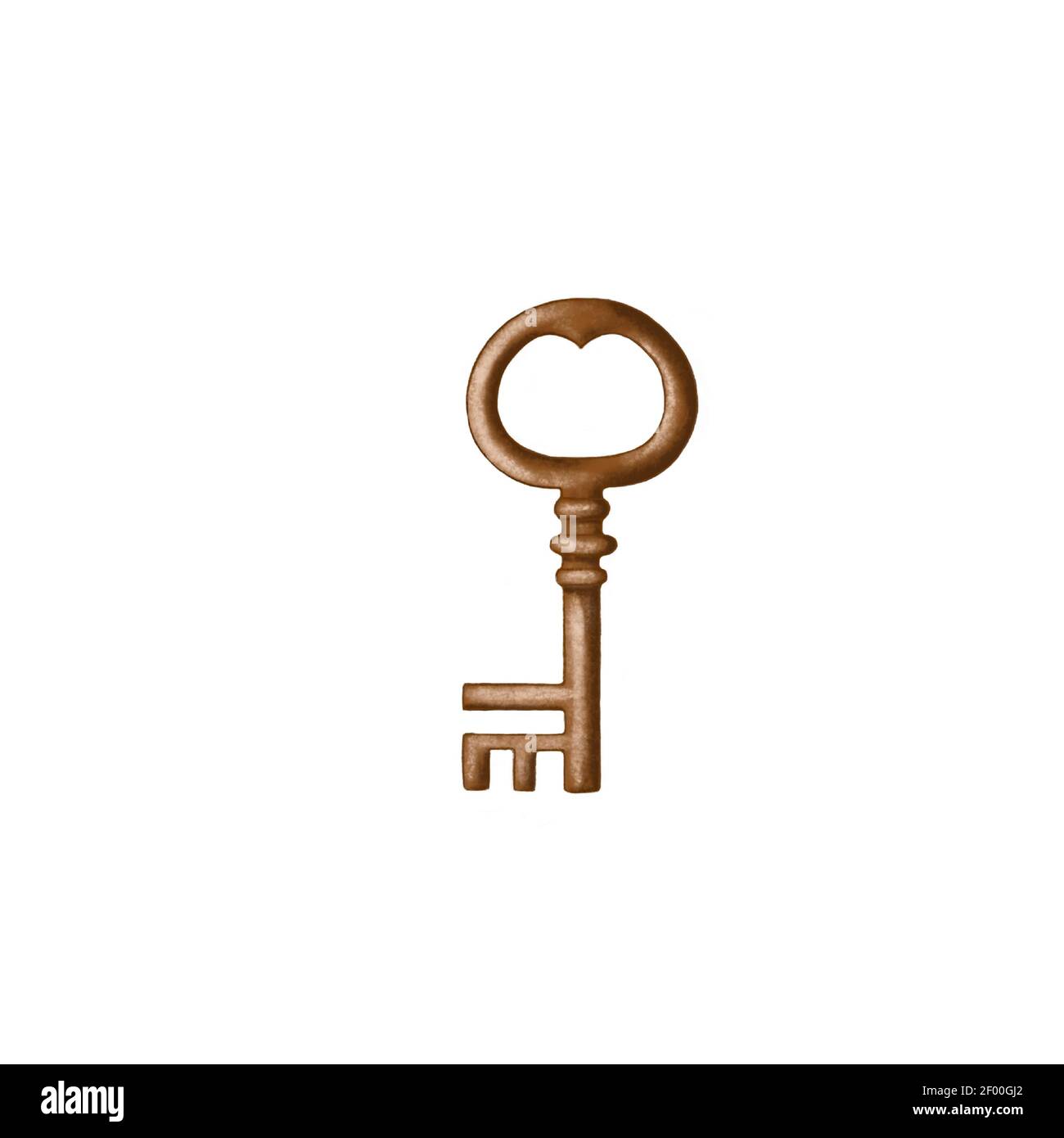 Golden brass vintage ornate key. dark academia Stock Photo - Alamy