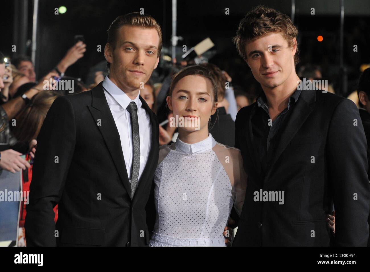 Jake Abel, Saoirse Ronan and Max Irons. 12 November 2012, Los Angeles ...