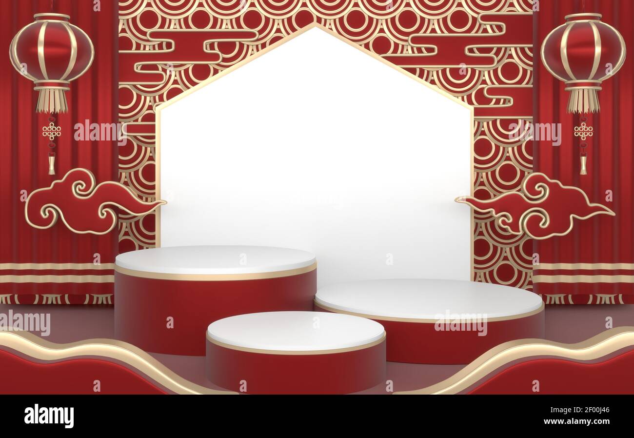 red Podium,minimal podium geometric and decoration color japanese tone ...