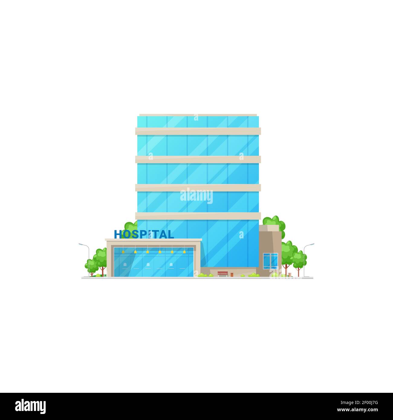 Glass building of hospital isolated city infrastructure house. Vector ...